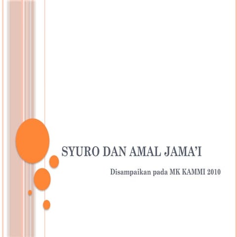 SYURO dan amal jama’i bagi organisasi yang efektif | PPTX