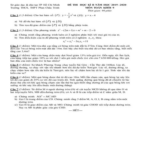 Đề Thi HK2 Toán 9 - THCS THPT Phan Châu Trinh | PDF