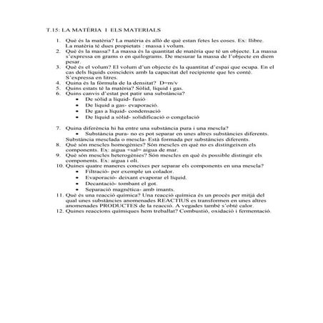 T.15.la matèria i els materials | PDF