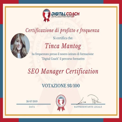 T. mantog certificazione di profitto seo manager certification | PDF