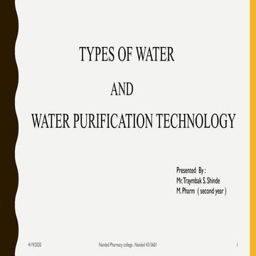 Types of water and water purification technology | PDF