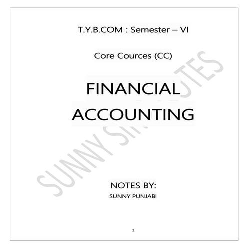 TYBCOM SEM VI FINANCIAL ACCOUNTING NOTES | PDF