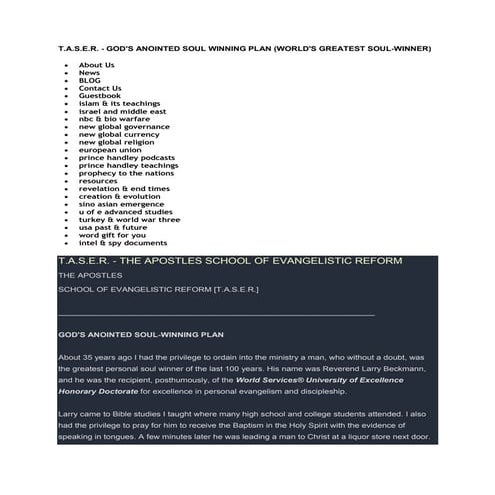 T.a.s.e.r. god's anointed soul winning plan (world's greatest soul ...