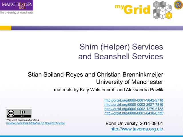 2014 Taverna tutorial Shims and Beanshell scripts | PPT 2014 Taverna tutorial Shims and Beanshell scripts | PPT