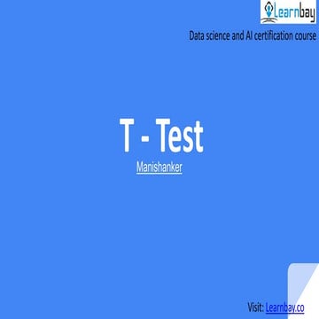 T-test in statistics for data science | PPT