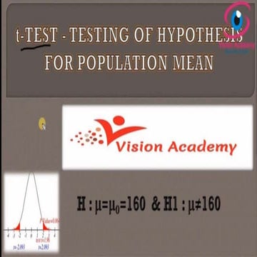 t-Test - Testing of Hypothesis for Population Mean | PPTX