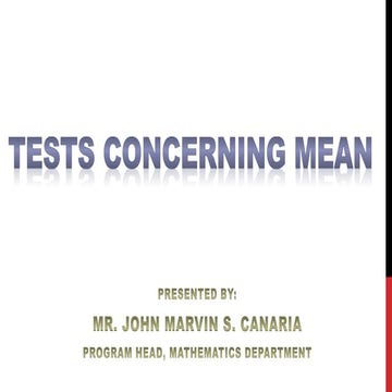 T test for one sample mean | PPTX