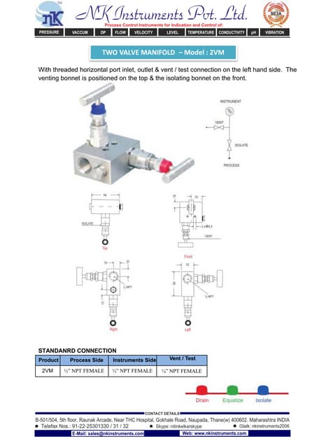 R type Five Valve Manifold (5VR) | PDF