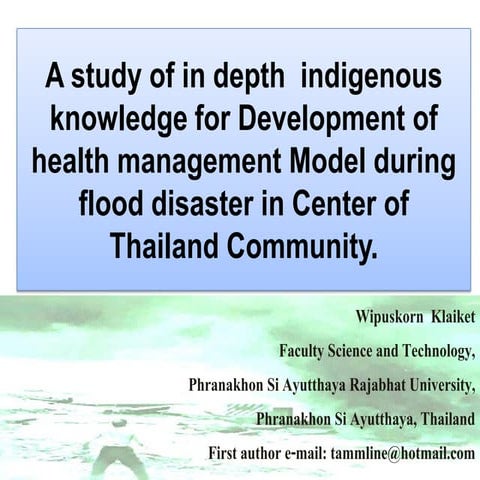 A study of in depth indigenous knowledge for Development of health ...
