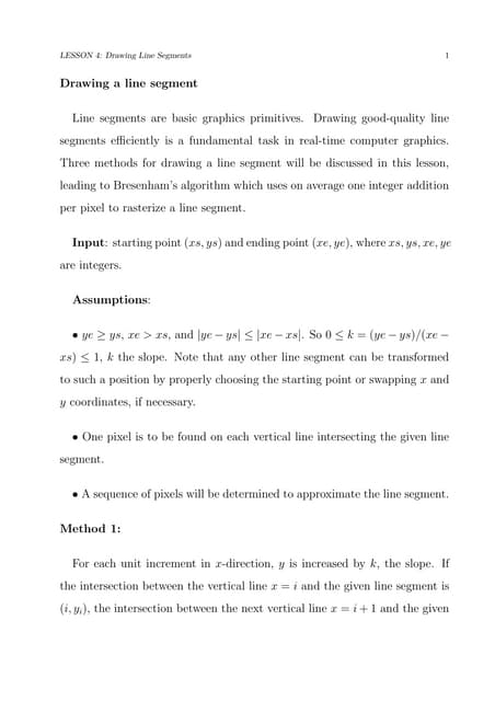 Line Drawing Algorithms - Computer Graphics - Notes | PPTX