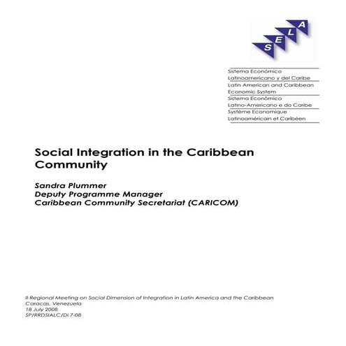 S. Plummer - Social Integration In The Caribbean Community (CARICOM) | PDF