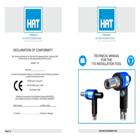Avlock T10 Technical Manual details for machine | PDF