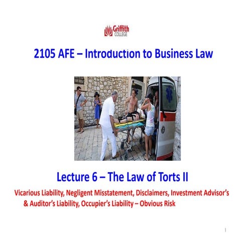 T1, 2021 business law lecture week 6 - law of torts - negligence 2 | PPT