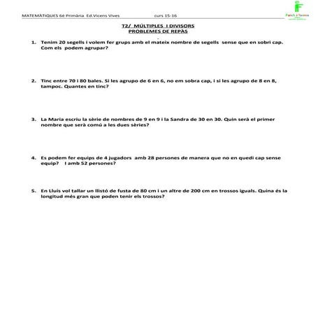 T2 multiples divisors-problemes repàs-curs16-17 | PDF