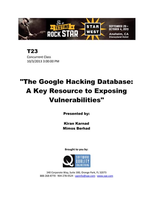 Dangerous google dorks | PPTX