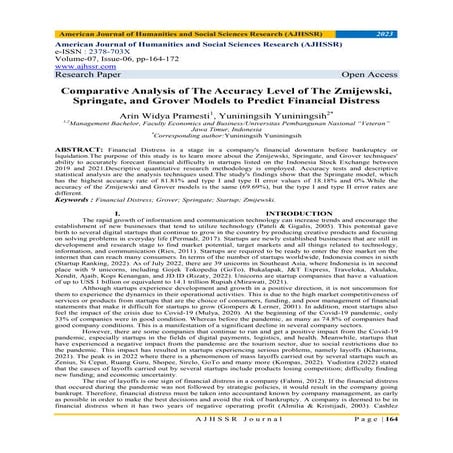 Comparative Analysis of The Accuracy Level of The Zmijewski, Springate ...