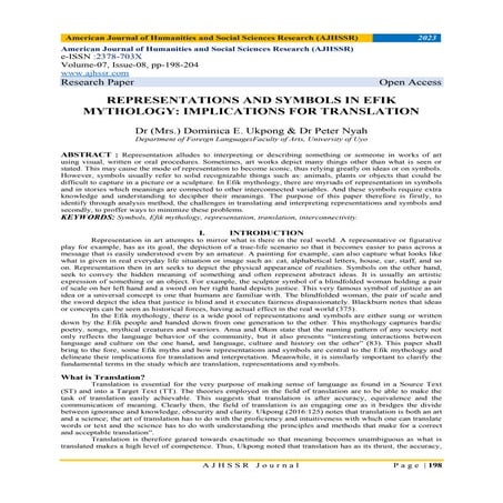 REPRESENTATIONS AND SYMBOLS IN EFIK MYTHOLOGY: IMPLICATIONS FOR ...