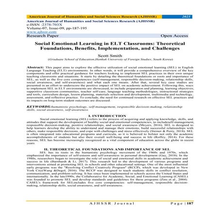Social Emotional Learning in ELT Classrooms: Theoretical Foundations ...