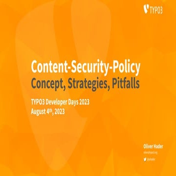 T3DD23 Content Security Policy - Concept, Strategies & Pitfalls | PDF