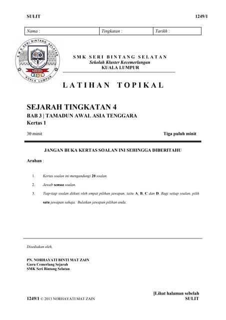 T4 b2 k1 objektif (skema jawapan) | PDF