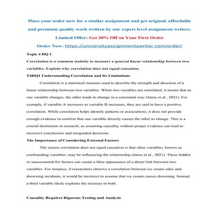 [solved 2025] Correlation Is A Common Statistic To Measure A General Linear Relationship Between