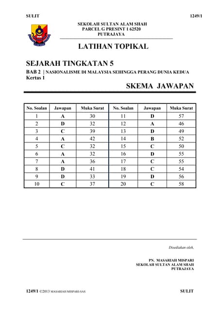 T4 b2 k1 objektif (skema jawapan) | PDF