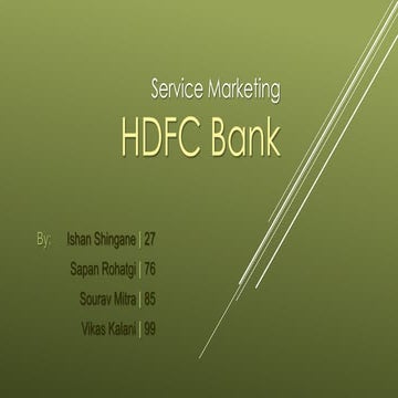 Services Marketing: HDFC Bank | PPT