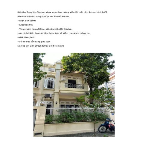 Biệt thự Song lập Ciputra Tây Hồ - Khu T | PDF