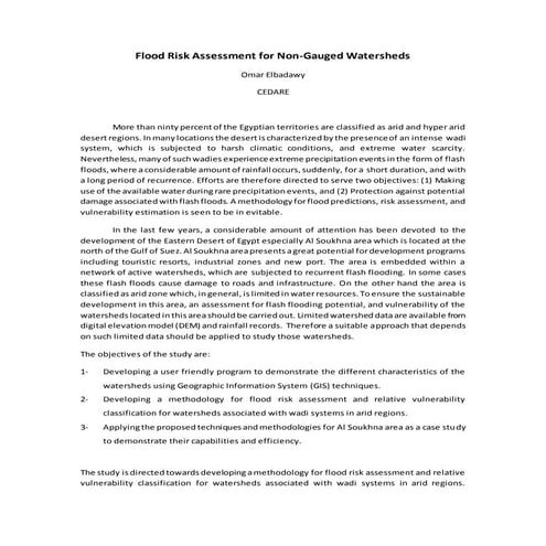 Development of Flash Flood Risk Assessment Matrix in Arid Environment ...
