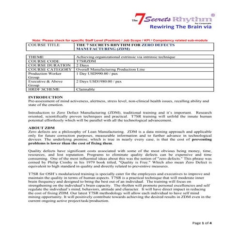 T7SR TOTAL QUALITY MANAGEMENT COURSE OUTLINE | PDF