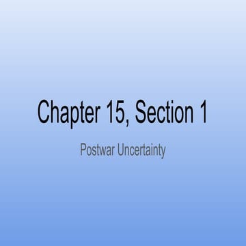Postwar Uncertainty - Uncertain Times - Society after WWI | PPTX