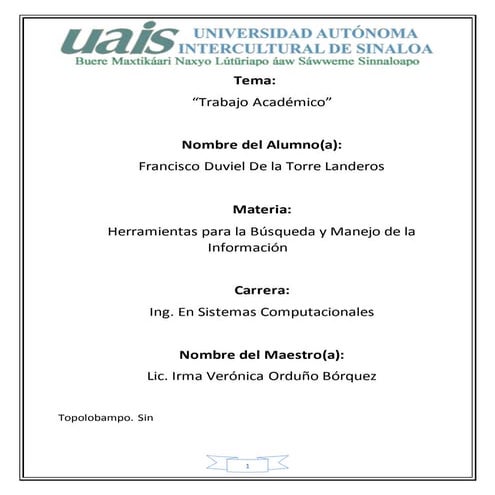Trabajo academico temas de informatica | DOCX