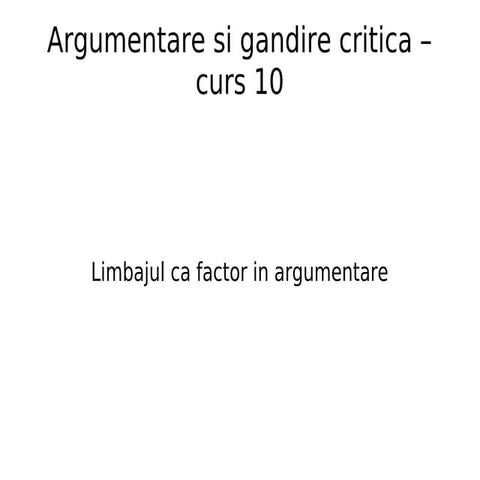 Teoria argumentarii - curs 10 | PPT