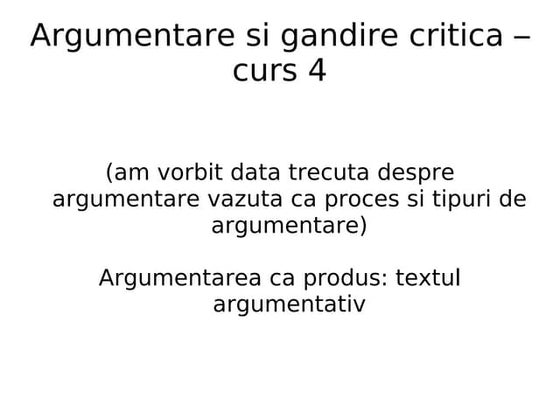 Teoria argumentarii - curs 11 | PPT