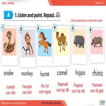 English Lesson on Animals Vocabulary and Sentence Structures for Grade ...