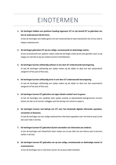 onderwijsdoelen ict lagere school | PDF