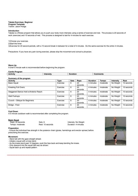 Tabata exercises - Advanced | PDF
