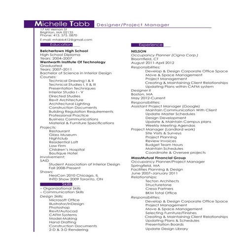 Adam Trimaine: Interior Design Architect CV | PDF