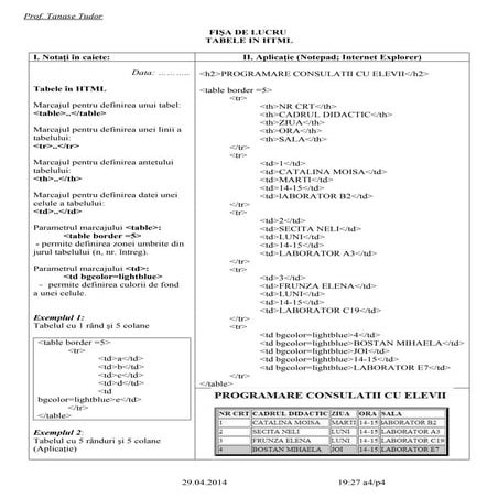 Tabele in html | DOC