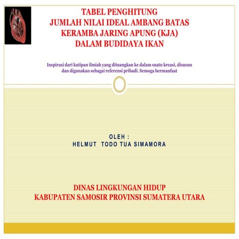 Tabel penghitung jumlah nilai ideal ambang batas keramba jaring apung ...