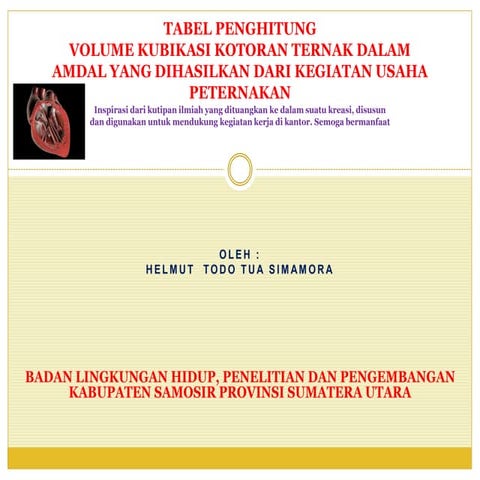 Tabel penghitung volume kubikasi kotoran ternak dalam amdal yang ...
