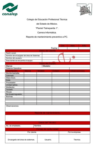 Tabla conalep | DOCX | Computing | Technology & Computing