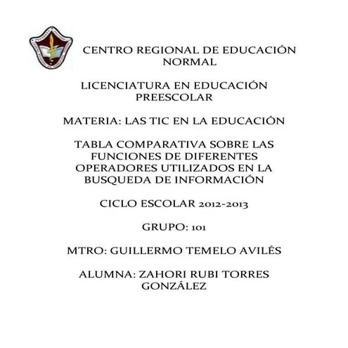 Tabla comparativa de los operadores | DOCX | Technology & Computing