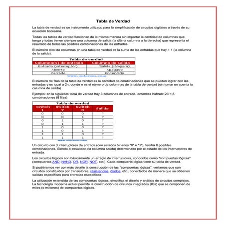 Tabla de verdad | DOCX