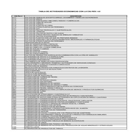Tabla oficial ciiu_rev4 | PDF