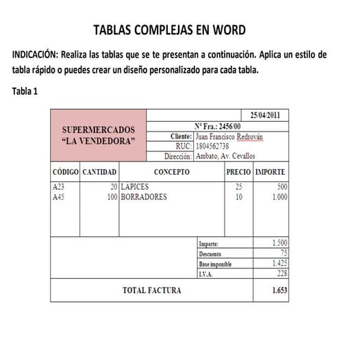 Tablas complejas en word | DOCX