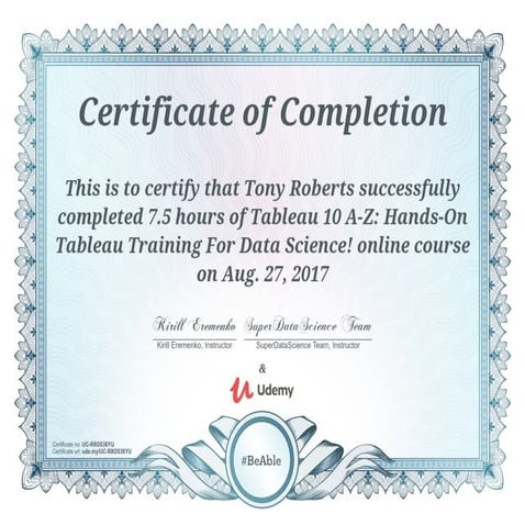 Tableau a z certificate | PDF