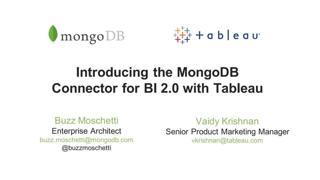 Webinar Introducing The Mongodb Connector For Bi 20 With Tableau Ppt