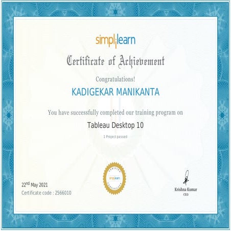 Tableau certificate | PPT