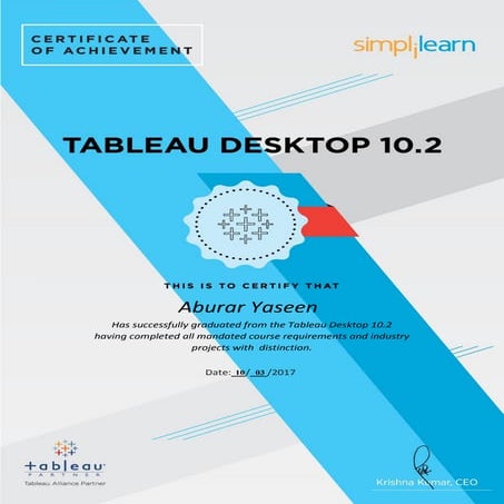 Tableau certificate | PDF